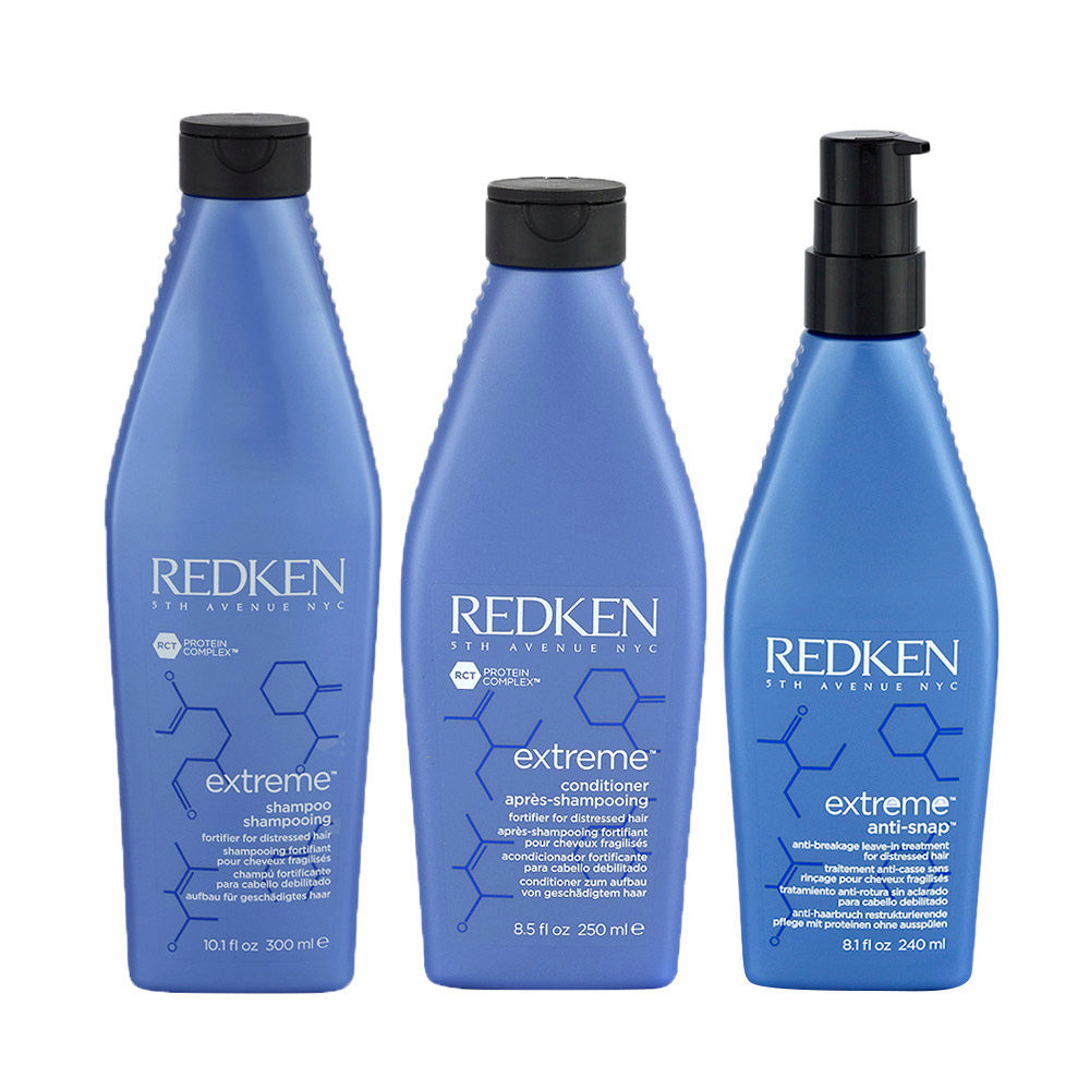 Redken Kit Extreme Shampoo 300ml Conditioner 250ml Anti-Snap 250ml ...