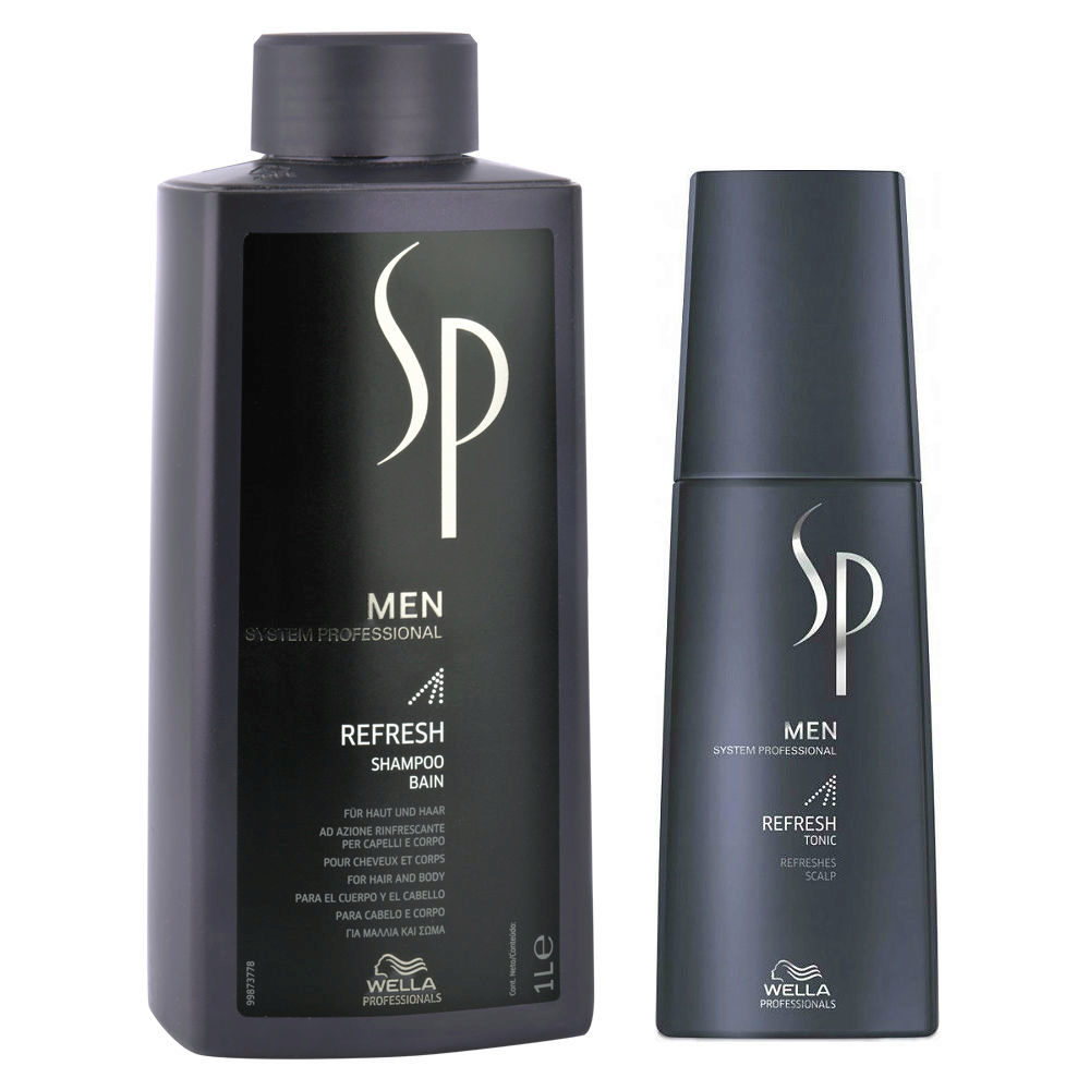 Wella SP Men Kit Refresh Shampoo 1000ml Refresh Tonic 125ml | Hair Gallery